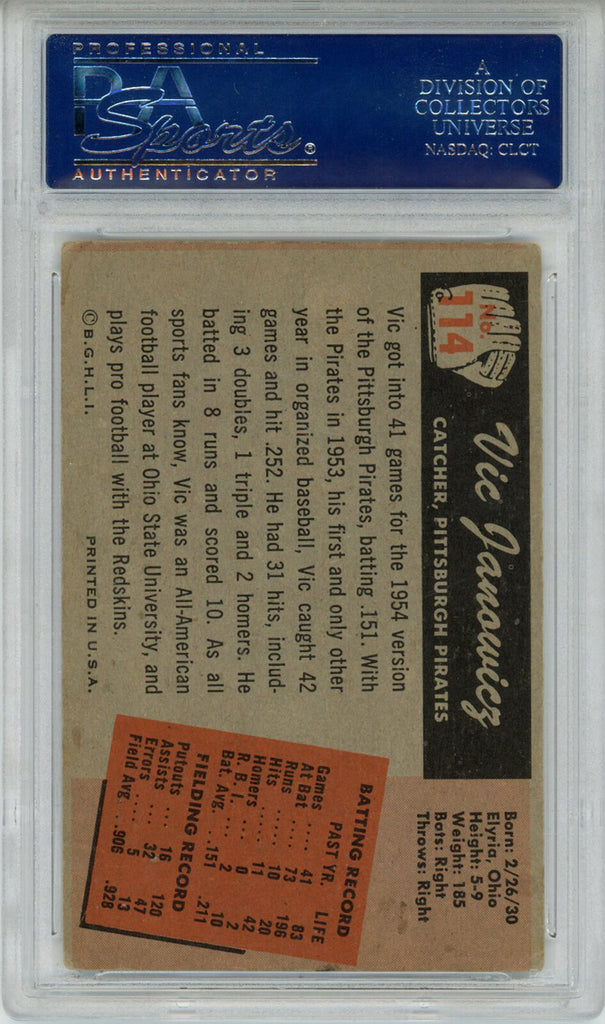 Vic Janowicz Autographed 1955 Bowman #114 Trading Card PSA Slab 43811 ...