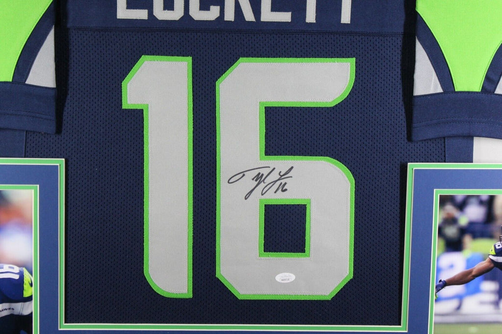 TYLER LOCKETT (Seahawks blue SKYLINE) Signed Autographed Framed Jersey ...