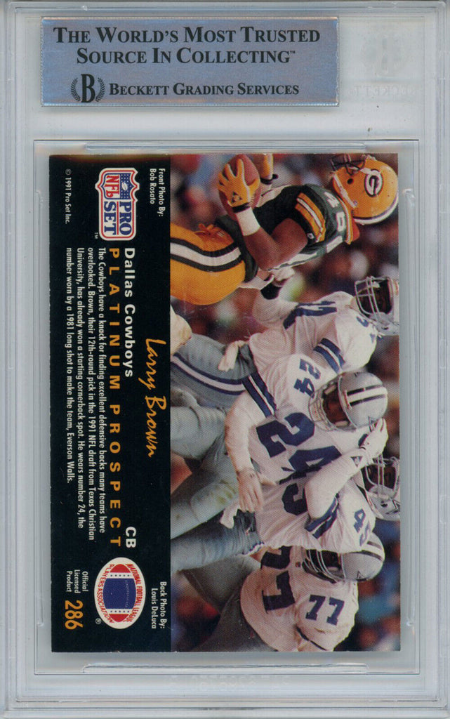 Larry Brown Signed 1991 Pacific #575 Rookie Card w/SB MVP Beckett Slab ...