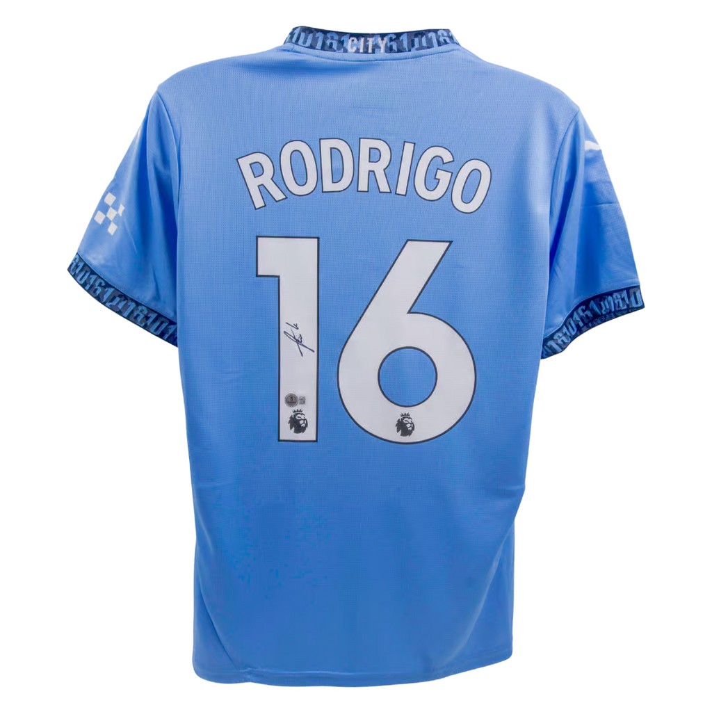 Rodri Signed Manchester City Home Soccer Jersey #16 with Beckett COA ...