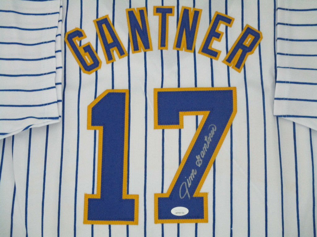 Brewers JIM GANTNER Signed Custom Replica Pin Stripe Retro Jersey AUTO ...