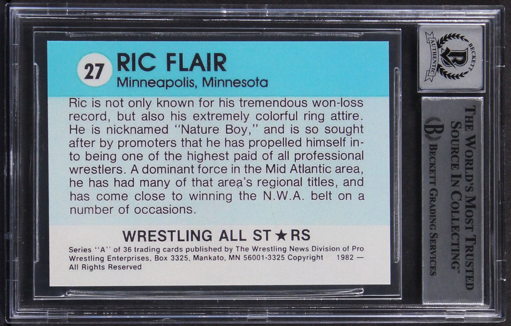 Ric Flair Signed 1982 Wrestling All Stars Rookie Reprint Card Auto 10 ...