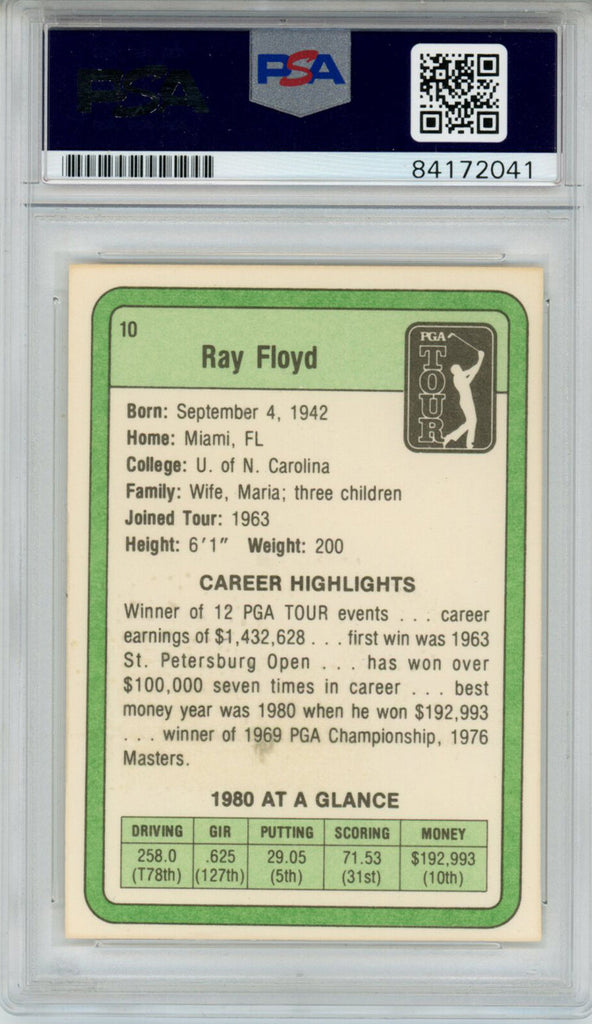 Ray Floyd Autographed/Signed 1981 Donruss #10 Trading Card PSA Slab 43 ...