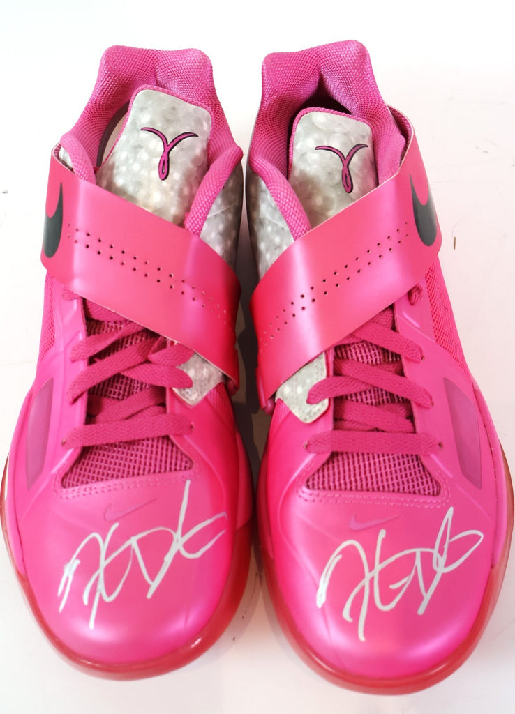 Kevin Durant Autographed Nike Zoom IV Pinkfire II/Black-Metallic Silve ...