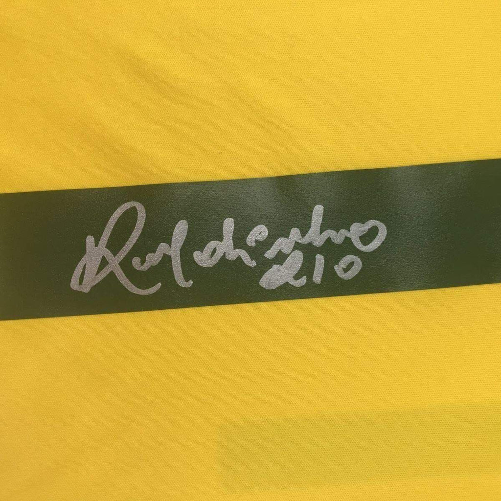 Framed Autographed/Signed Ronaldinho 33x42 Brazil Yellow Jersey Becket ...