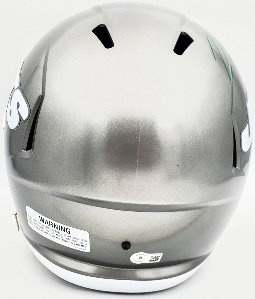 ZACH WILSON AUTOGRAPHED JETS FLASH SILVER FULL SIZE SPEED HELMET BECKE ...