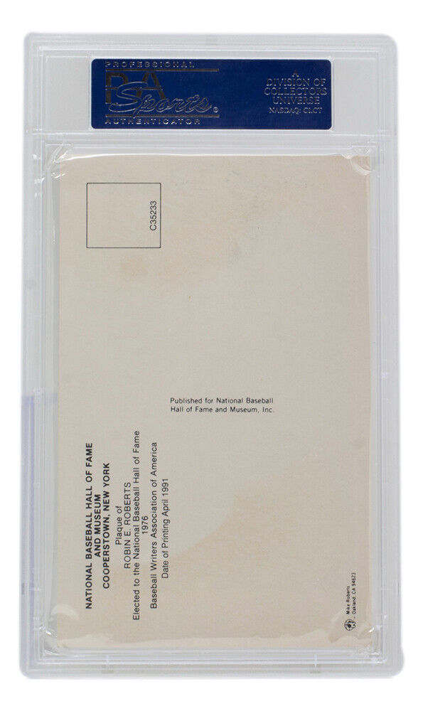 Robin Roberts Signed Slabbed Phillies Hall of Fame Plaque Postcard PSA ...