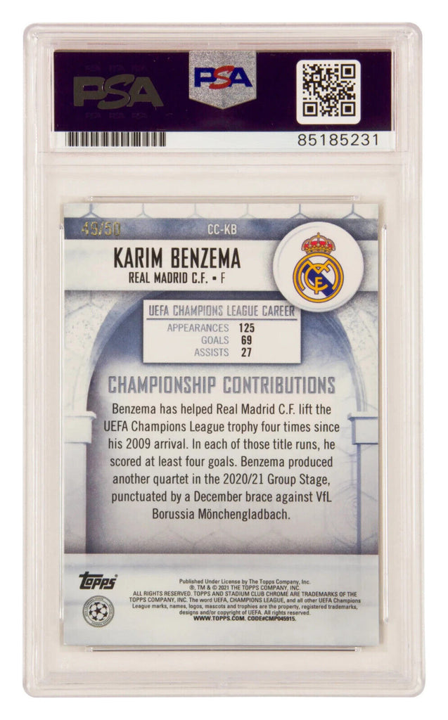 Karim Benzema Signed 2021 Topps Stadium Club Chrome Gold /50 - PSA 10 ...