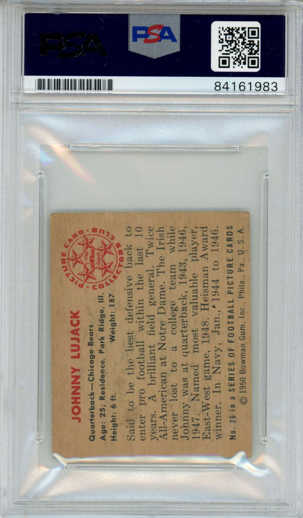 Johnny Lujack Signed 1950 Bowman #26 Gum Trading Card PSA Slab 42637 ...