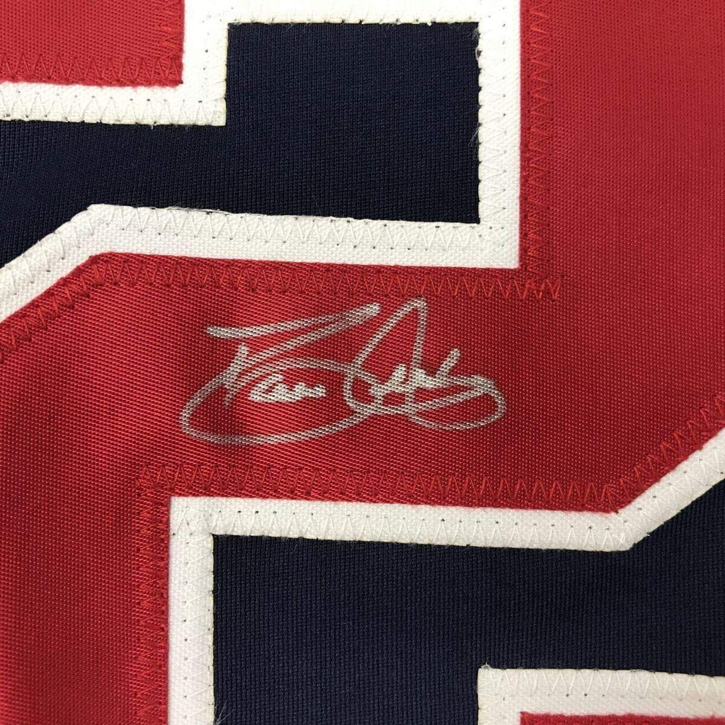 Framed Autographed/Signed David Justice 35x39 Atlanta Blue Jersey JSA ...