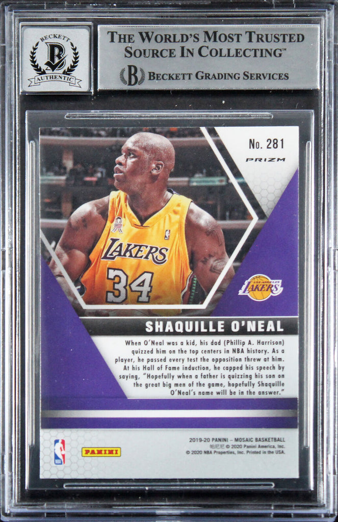 Lakers Shaquille O'Neal Signed 2019 Panini Mosaic OR #281 Card Auto 10 ...