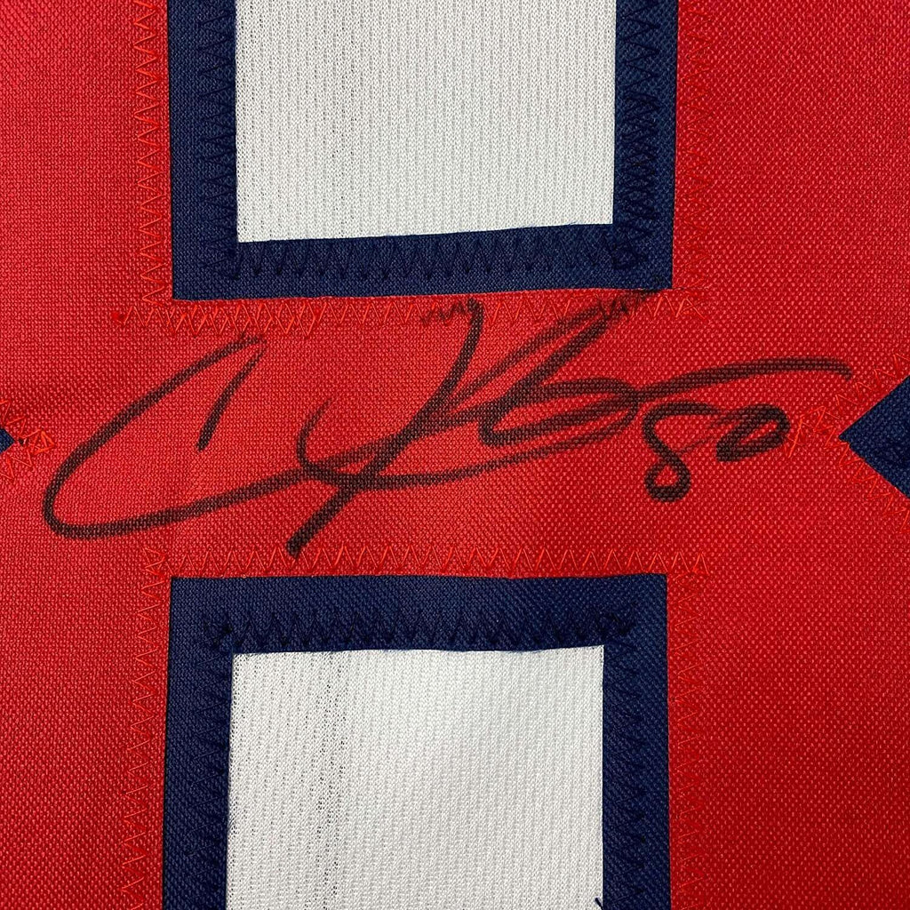 Framed Autographed/Signed Andre Johnson 33x42 Houston White Jersey JSA ...
