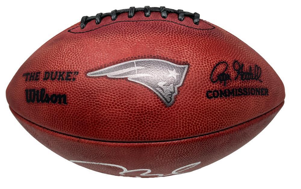 TOM BRADY Autographed "Let's Go" Metallic Patriots Logo Football FANAT ...