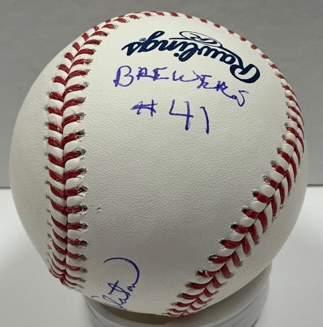 Milw Brewers JIM SLATON Signed Official MLB Baseball AUTO w/ TWO Scrip ...