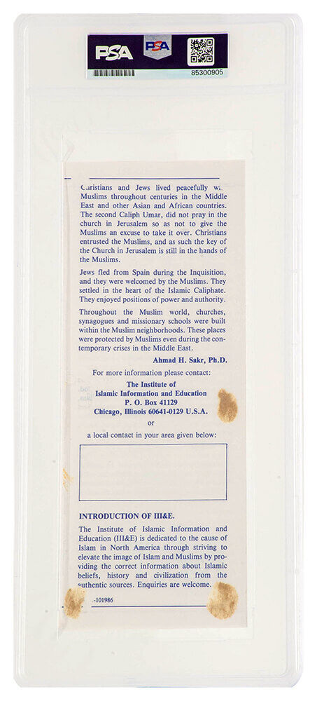 Muhammad Ali Signed Introducing Islam Blue 9x3 Pamplet - (PSA/DNA Enca ...