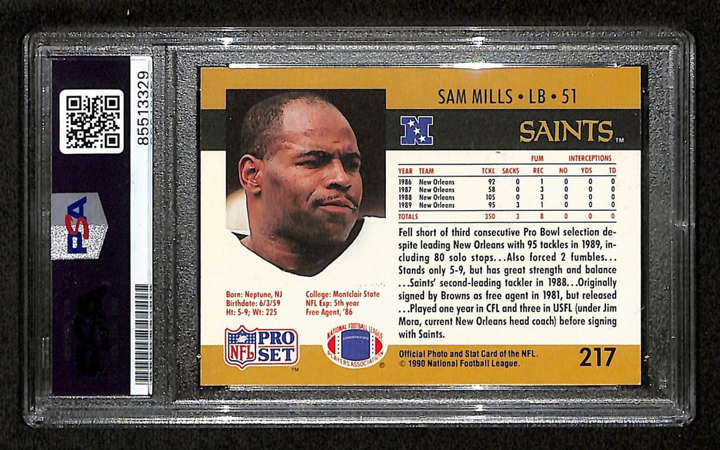 Sam Mills HOF Signed/Autograph 1990 Pro Set #217 Saints/Panthers PSA/D ...