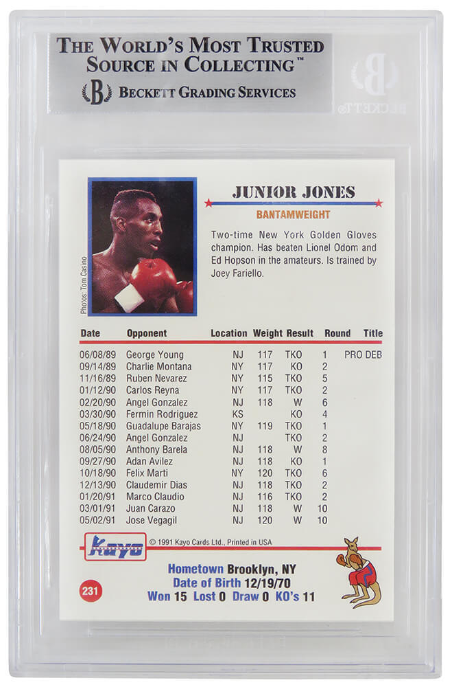 Junior Jones Autographed 1991 Kayo Boxing Card #231 w/Poison - Beckett ...