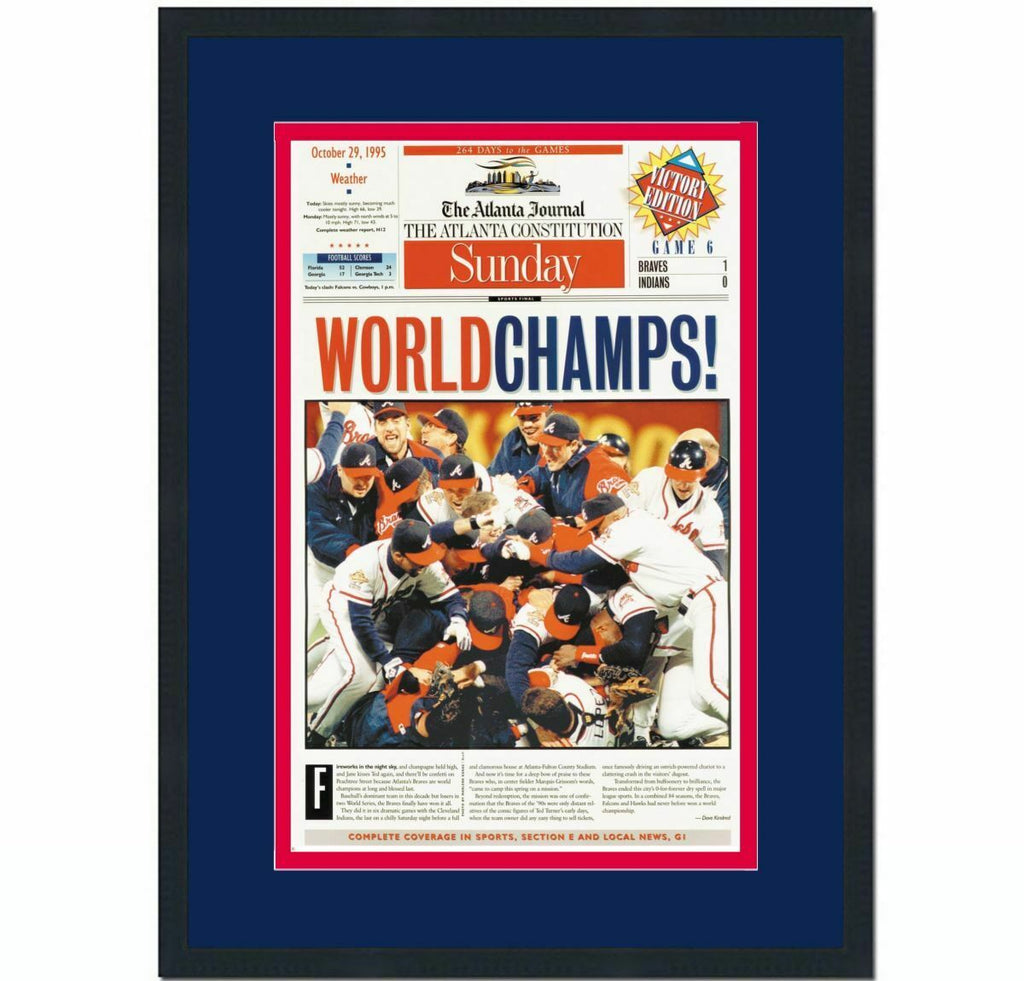 Framed The Atlanta Journal Champs Braves 1995 World Series Newspaper 1 ...