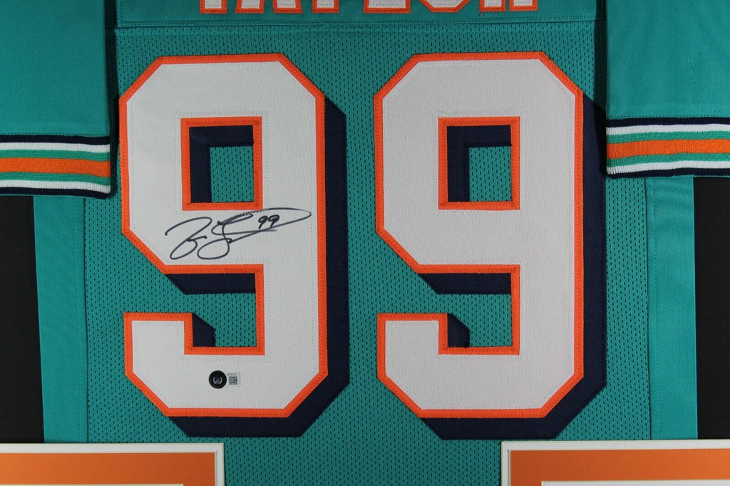 JASON TAYLOR (Dolphins teal TOWER) Signed Autographed Framed Jersey Be ...