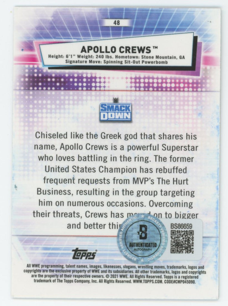 Apollo Crews WWE Authentic Signed 2021 Topps #48 Card Autographed BAS ...
