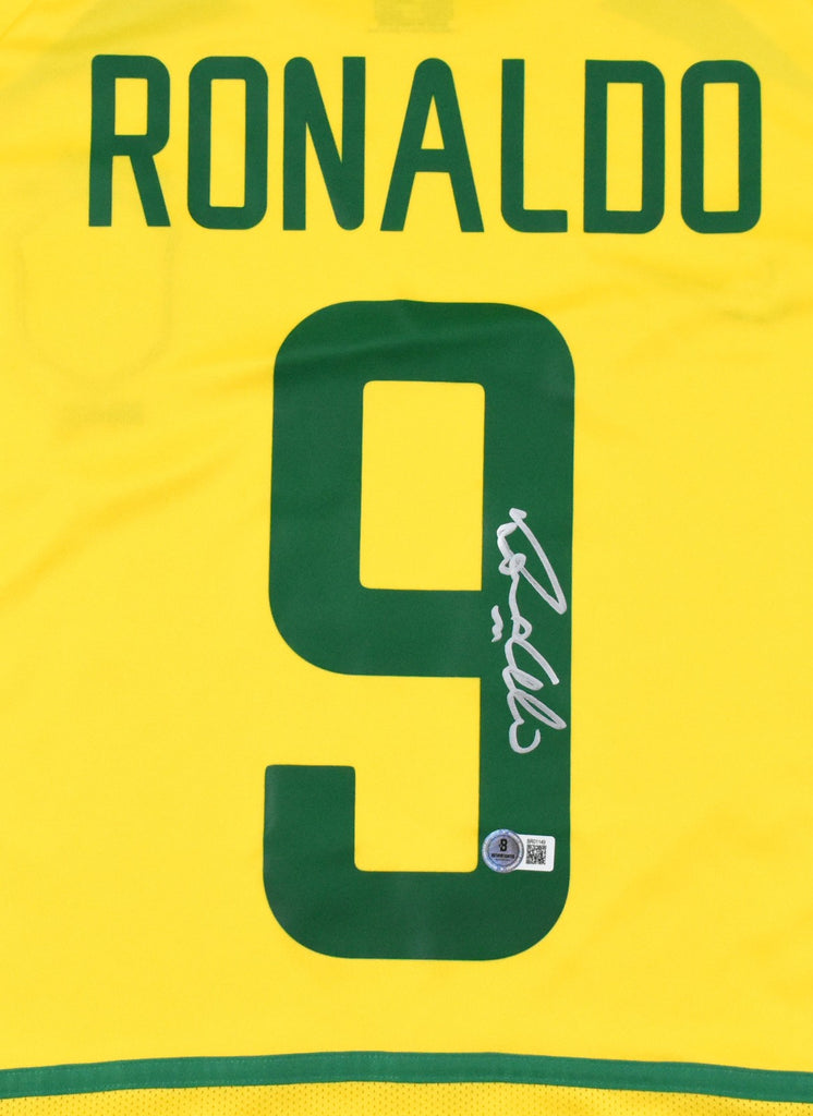 Ronaldo Nazario Signed Brazil FC Home Yellow Soccer Jersey #9 - Becket ...