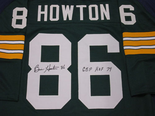 Packers BILLY HOWTON Signed Custom Green Jersey AUTO w/ "GBP HOF '1974 ...