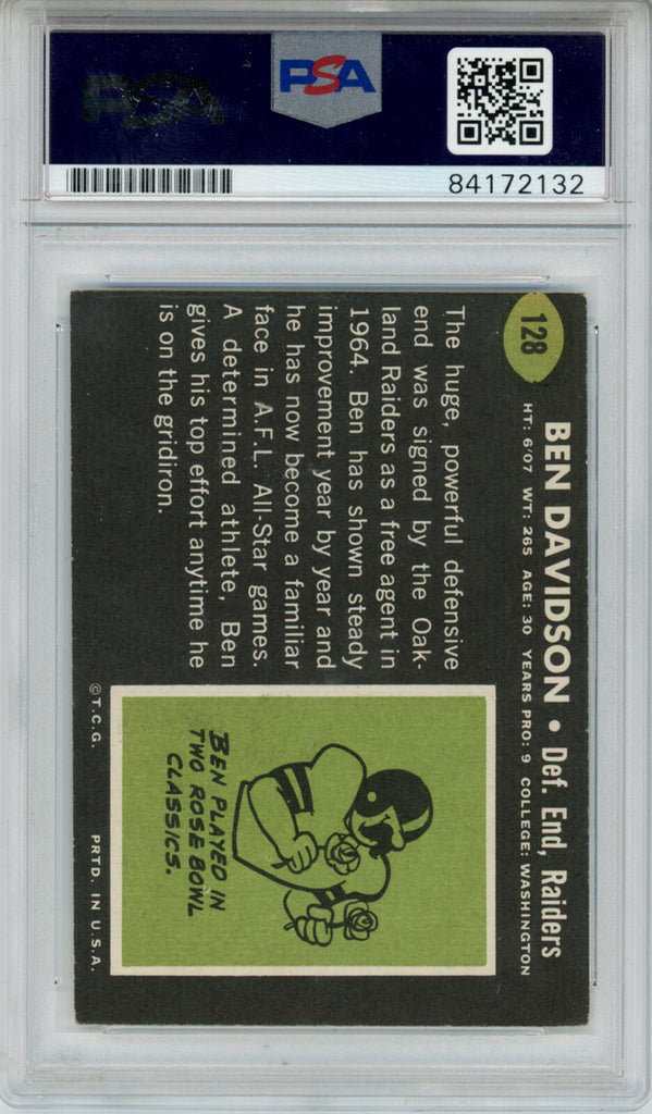 Ben Davidson Autographed 1969 Topps #128 Trading Card PSA Slab 43577 ...