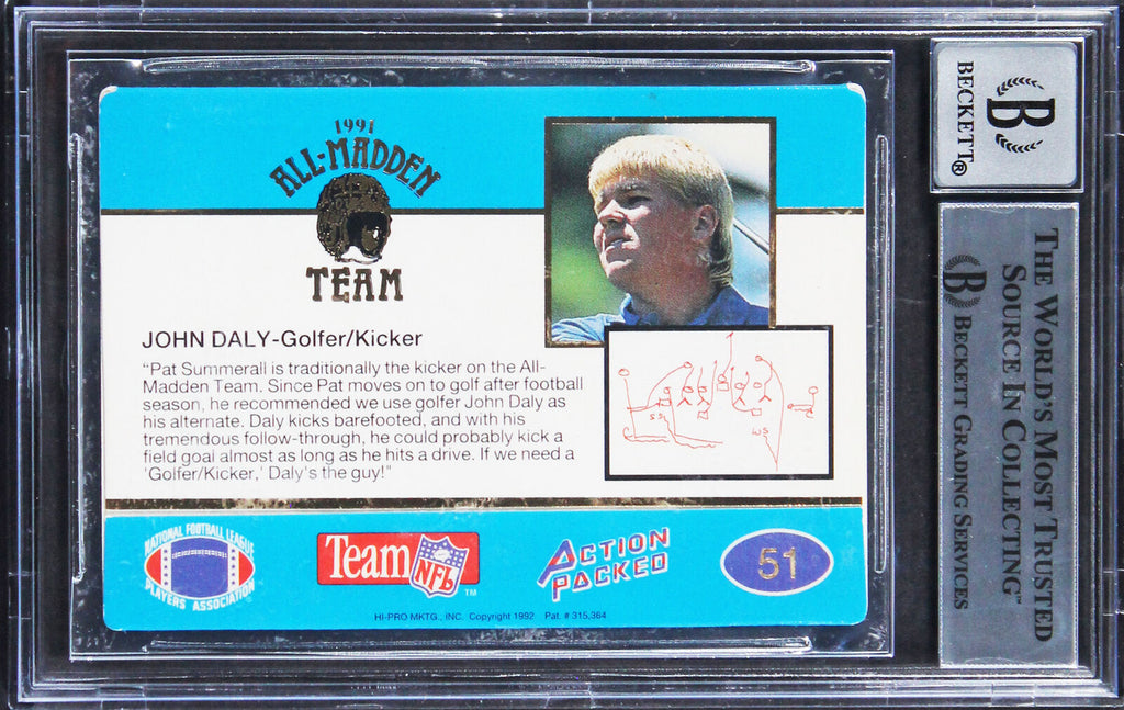 John Daly Signed 1991 Action Packed All-Madden #51 Card Auto 10! BAS S ...
