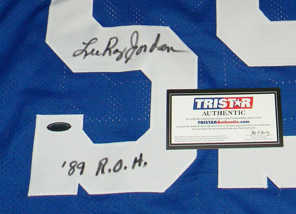 LEE ROY JORDAN AUTOGRAPHED SIGNED DALLAS COWBOYS #55 BLUE JERSEY TRIST ...