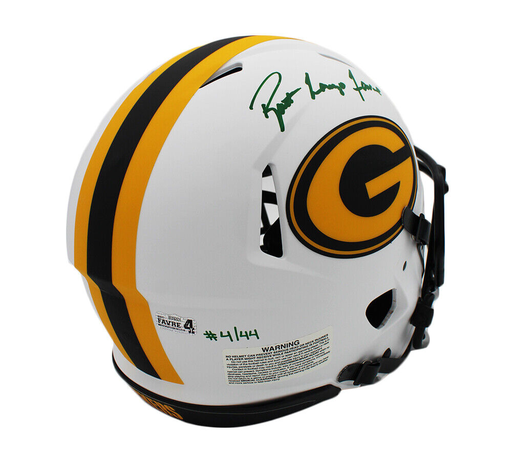 Brett Lorenzo Favre Signed Green Bay Packers Speed Auth Lunar Helmet ...