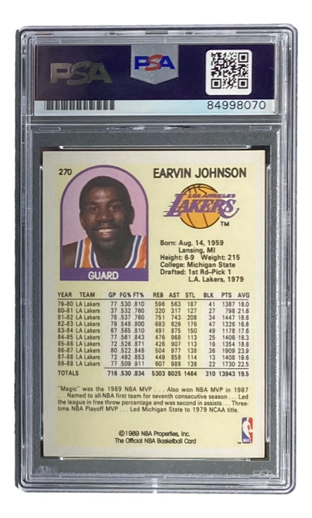 Magic Johnson Signed LA Lakers 1989 NBA Hoops #270 Trading Card PSA/DN ...