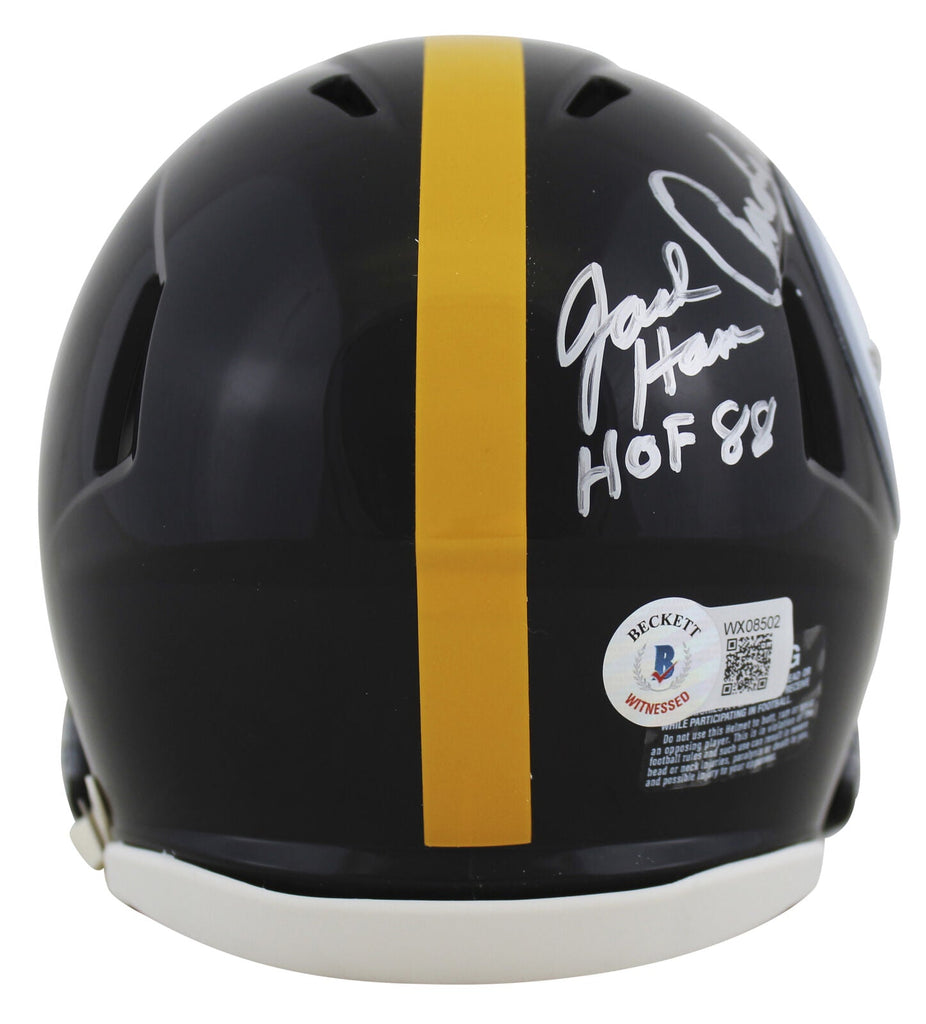 Steelers LBs (3) Ham, Lambert & Russell Signed Speed Mini Helmet BAS W ...