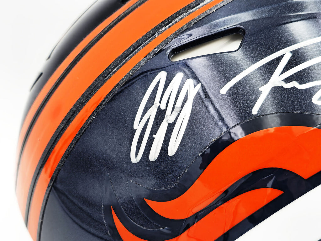 RUSSELL WILSON & JEUDY AUTOGRAPHED BRONCOS FULL SIZE AUTH HELMET FANAT ...