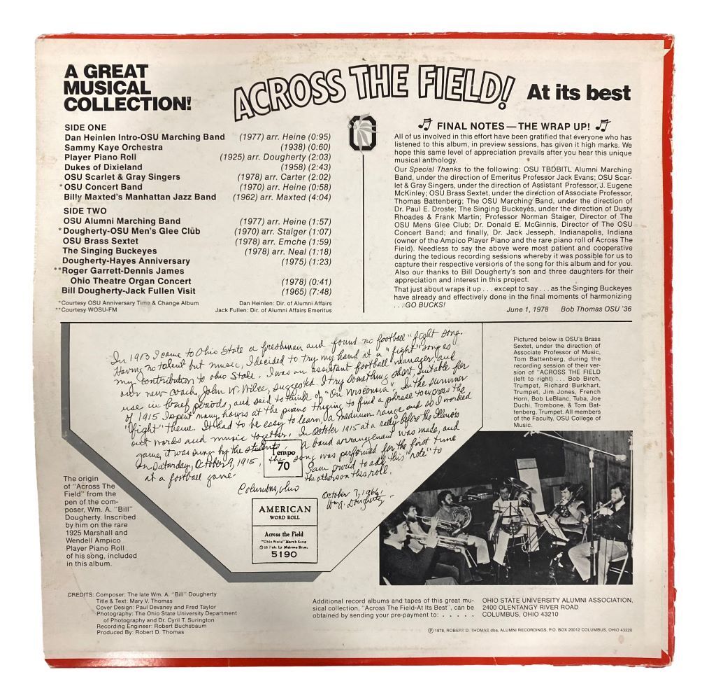 Jack Nicklaus Signed Ohio State Buckeyes Fight Song Vinyl Record PSA L ...