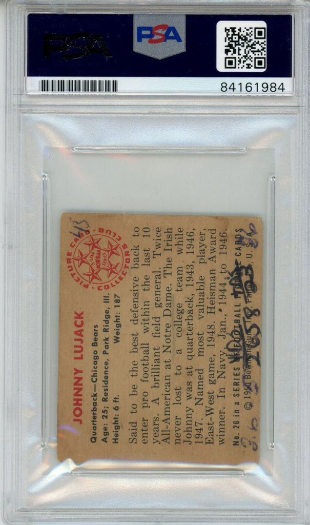 Johnny Lujack Signed 1950 Bowman #26 Gum Trading Card PSA Slab 42636 ...