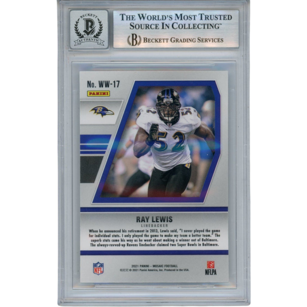 Ray Lewis Autographed 2021 Mosaic Will to Win #WW-17 Trading Card Beck ...