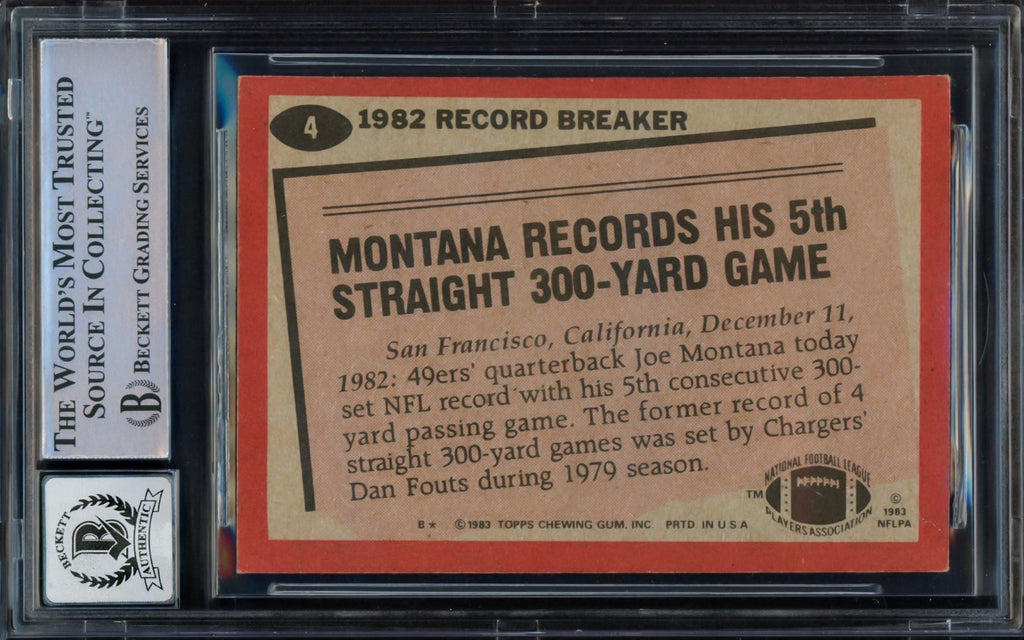 Joe Montana Signed 1983 Topps #4 San Francisco 49ers Trading Card BAS ...