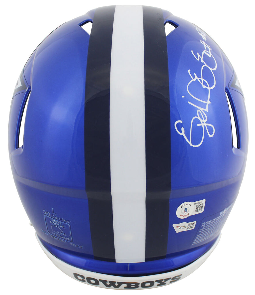 (3) Prescott, Elliott, Lamb Signed Flash F/S Speed Proline Helmet W/ C ...
