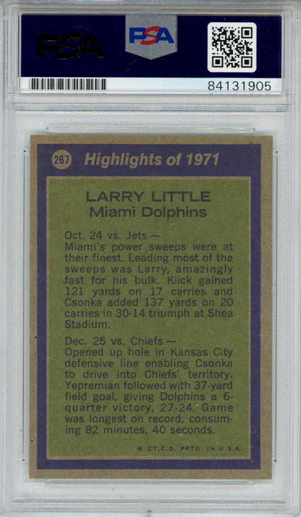 Larry Little Autographed 1972 Topps #267 Rookie Card HOF PSA Slab 4360 ...