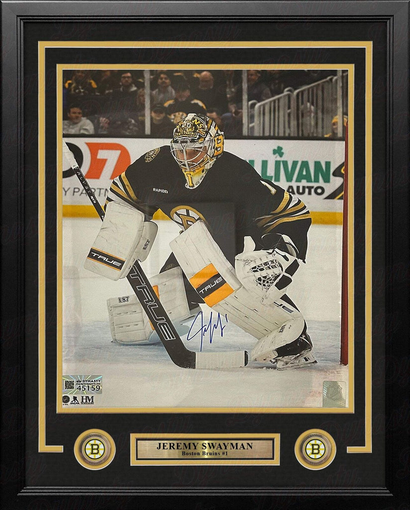 Jeremy Swayman in Goal Boston Bruins Autographed 11x14 Framed Photo JS ...