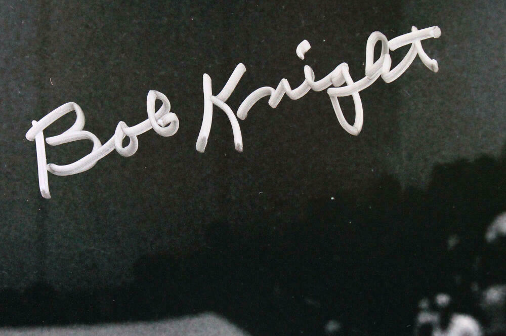 Bob Knight Autographed Indiana 16x20 B&W With Red Chair Photo- JSA W ...