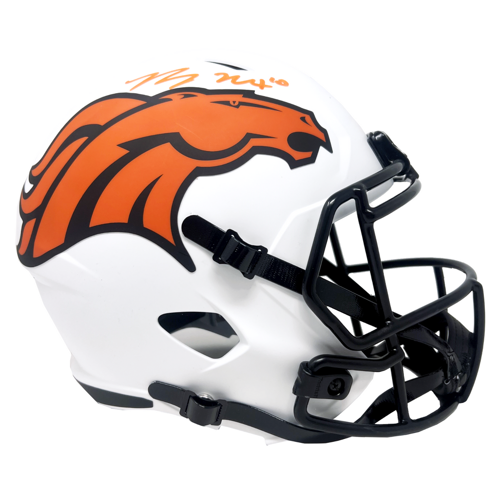 Bo Nix Denver Broncos Signed Riddell Lunar Replica Helmet BAS Beckett ...