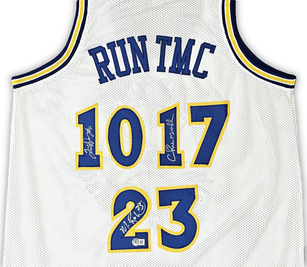 WARRIORS RUN TMC AUTOGRAPHED WHITE JERSEY 3 SIGS MULLIN HARDAWAY BECKE ...