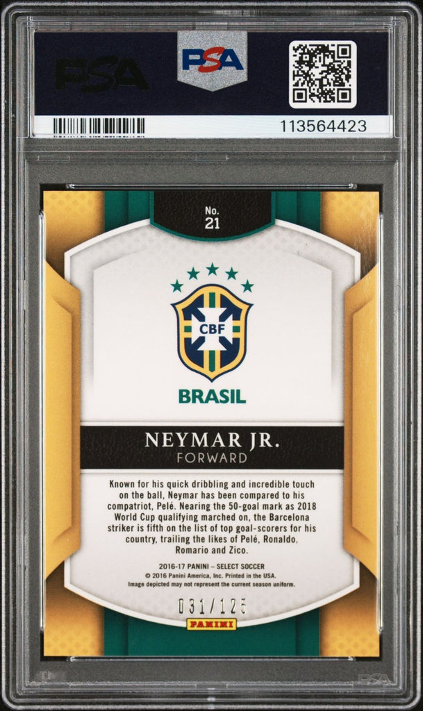 Neymar Jr Signed 2016 Panini Select Neon Yellow Prizm /125 - PSA 9 AUT ...