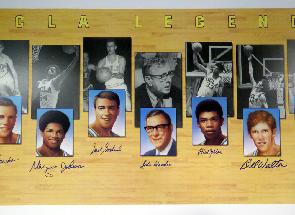 UCLA LEGENDS AUTOGRAPHED 22X40 LITHOGRAPH 7 SIGS JABBAR WOODEN BECKETT ...