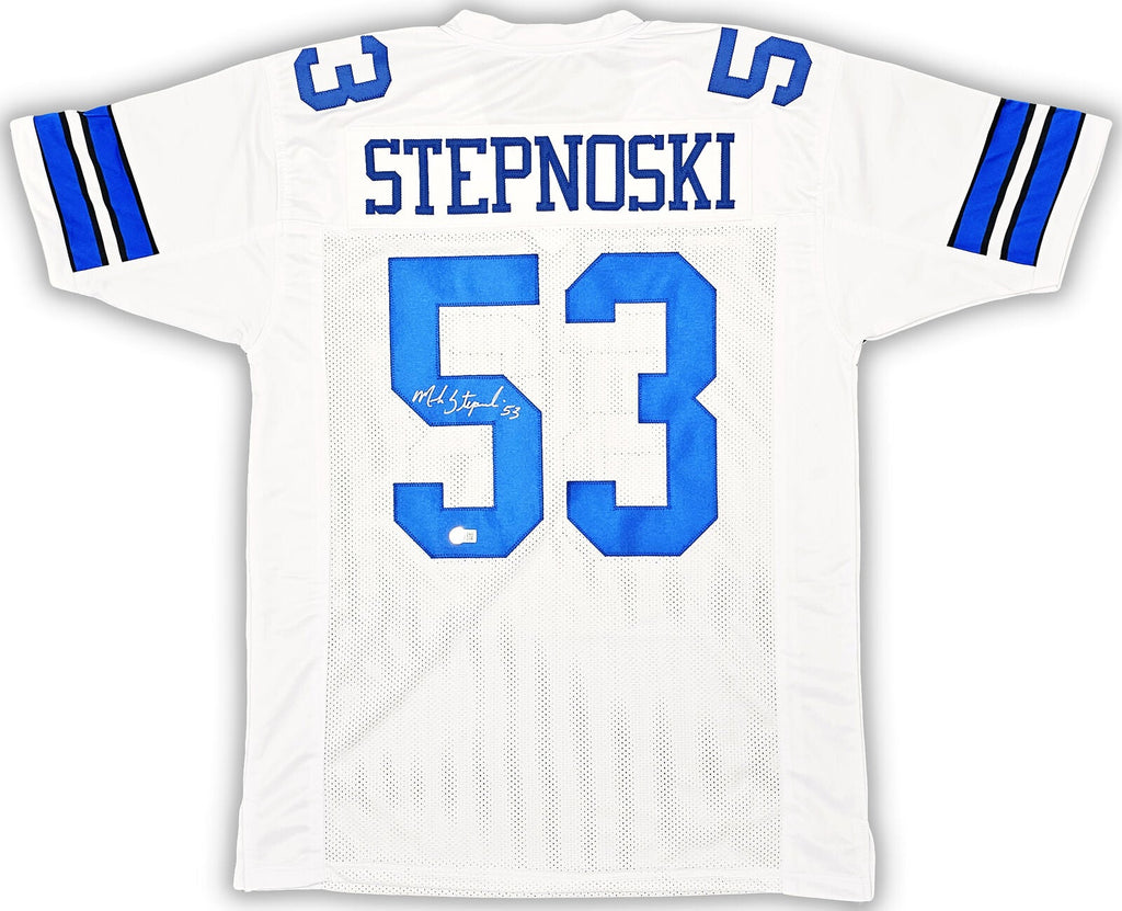 DALLAS COWBOYS MARK STEPNOSKI AUTOGRAPHED WHITE JERSEY BECKETT BAS QR ...