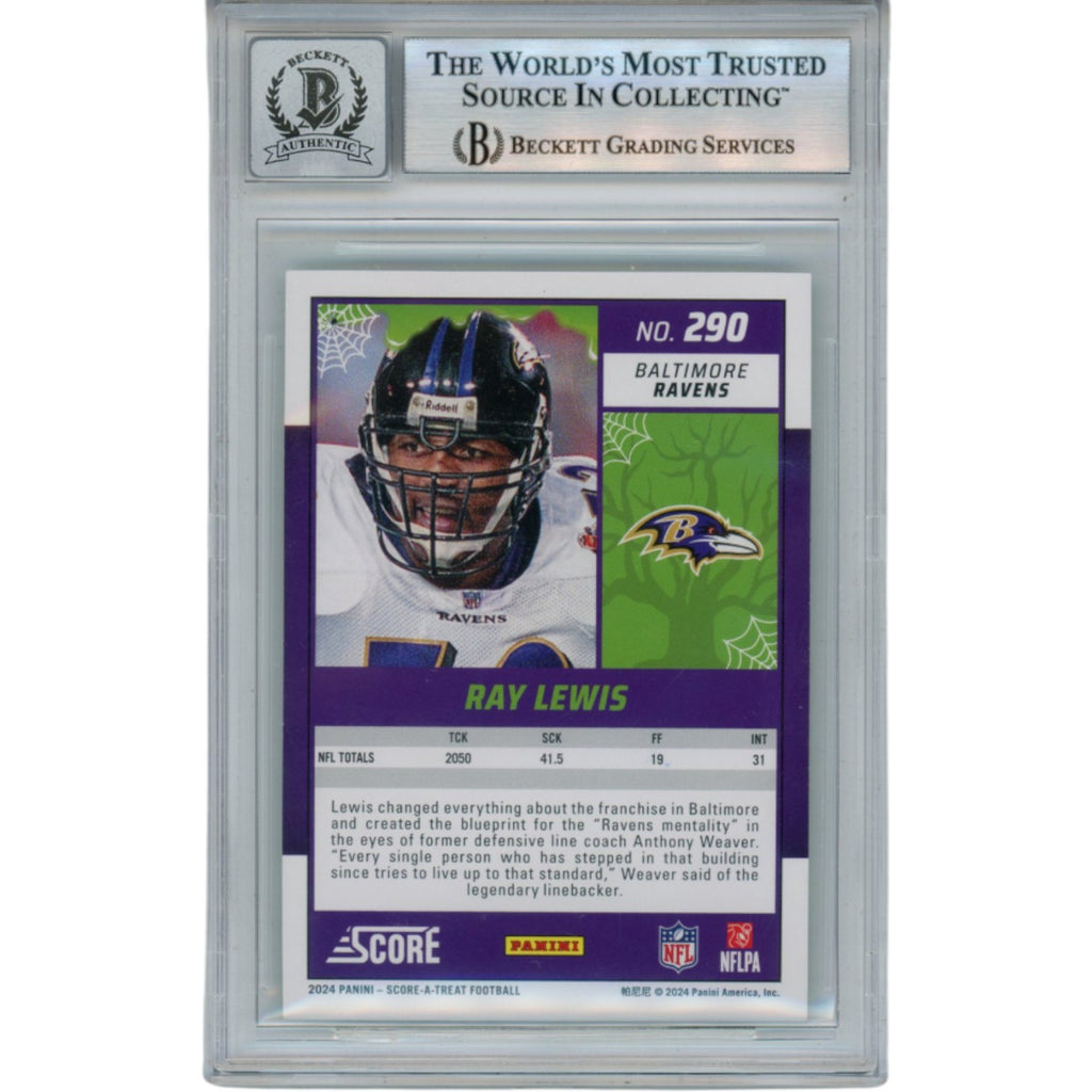 Ray Lewis Autographed 24 Score Halloween Bats #290 Trading Card Becket ...