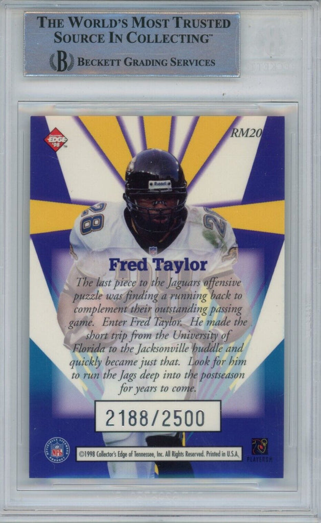 Fred Taylor Autographed 1998 Edge Master RM-20 Trading Card Beckett 43 ...