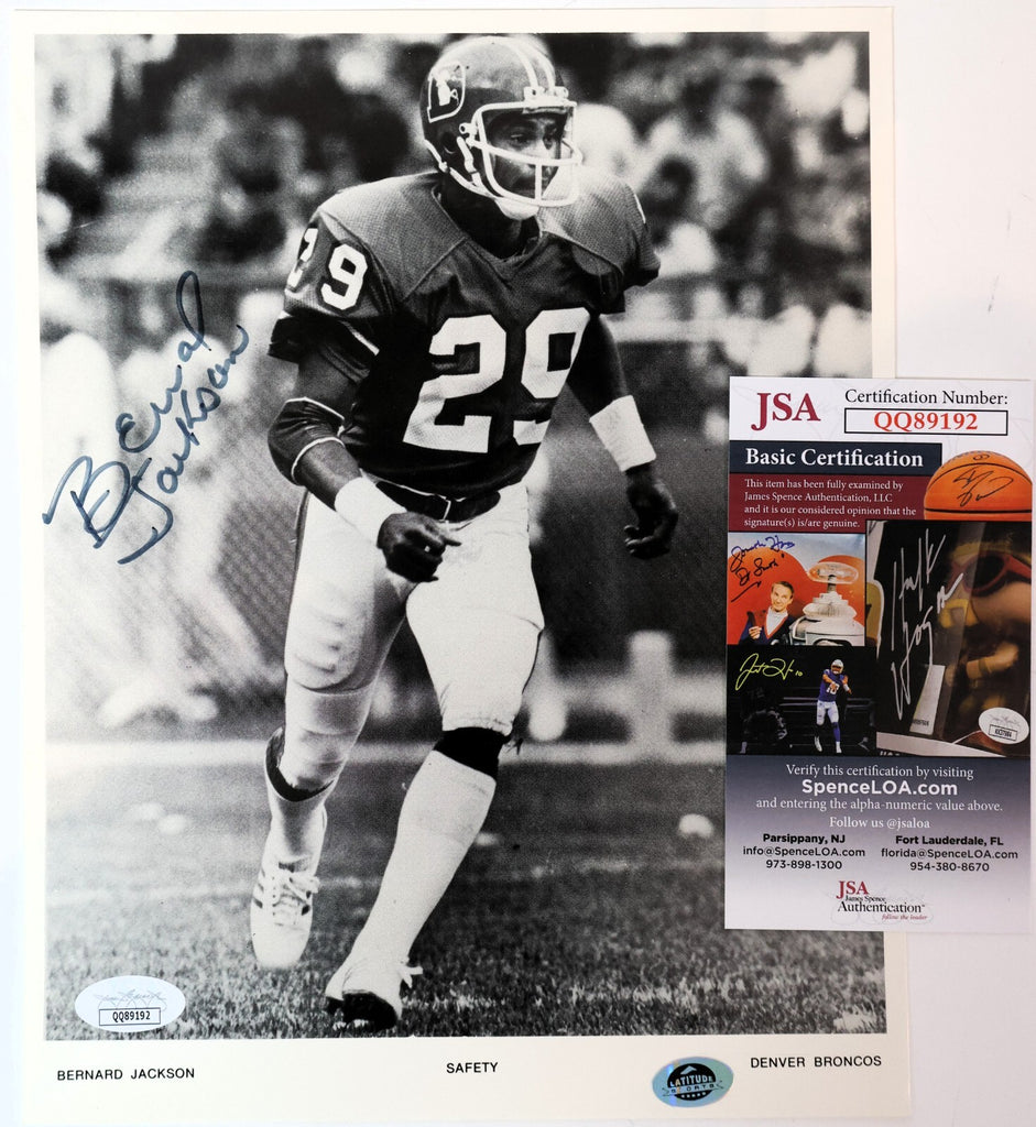 Bernard Jackson Autographed Denver Broncos B/W 8x10 Photo JSA COA ...