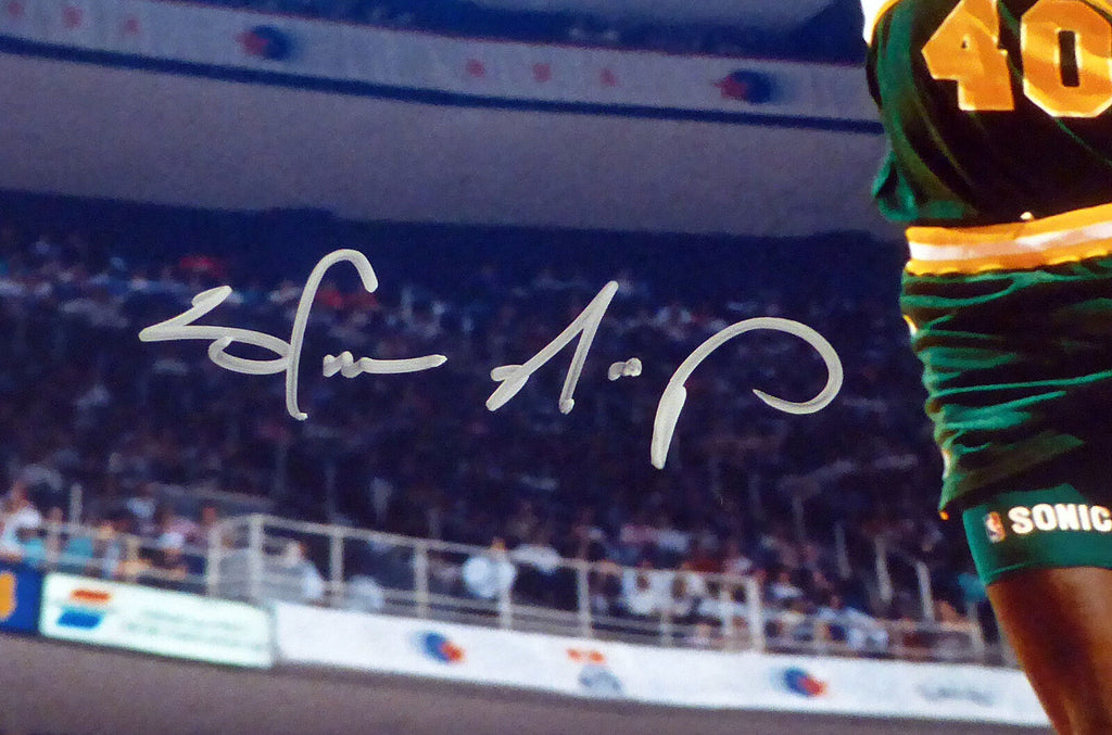 SHAWN KEMP AUTOGRAPHED FRAMED 16X20 PHOTO SEATTLE SUPERSONICS MCS HOLO ...